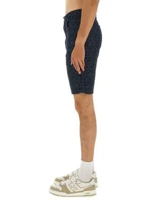 Fendi Ff Jacquard Denim Shorts - Blue