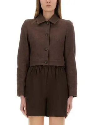 Max Mara Cropped Cotton Jacket - Brown