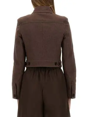 Max Mara Cropped Cotton Jacket - Brown