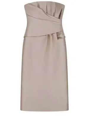 Alberta Ferretti Midi Dress With Drape - Cream