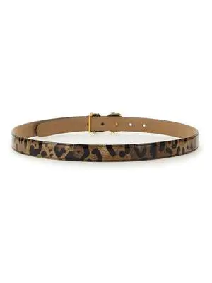 Dolce & Gabbana Leopard Print Leather Belt