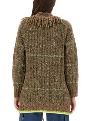 Stella McCartney Wool Blend Cardigan With Fringe Detail - Multicolor
