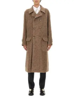 Dolce & Gabbana Double-breasted Wool Blend Coat - Brown