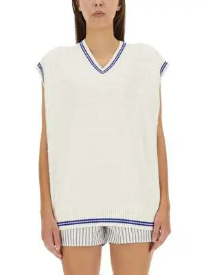 Alexander Wang V-neck Vest With Ribbed Edges - Multicolor