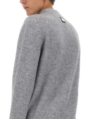Dolce & Gabbana Jersey With Logo Plaque - Gray