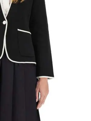Thom Browne Single-breasted Collarless Jacket - Black