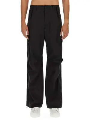 Dolce & Gabbana Roma Wide Leg Cotton Pants - Black