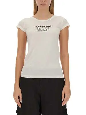 TOM FORD Silk T-shirt With Logo - White