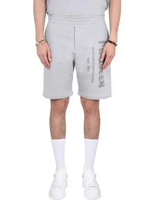 Alexander McQueen Graffiti Logo Print Bermuda Shorts - Gray