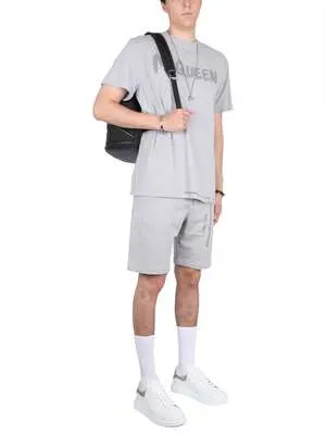 Alexander McQueen Graffiti Logo Print Bermuda Shorts - Gray