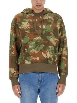 Moschino Camouflage Drawstring Hooded Sweatshirt - Green