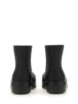 Bottega Veneta Fireman Leather Woven Boots - Black