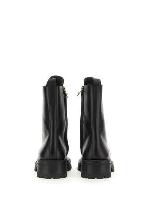Versace Alia Leather Lace-up Boots With Medusa Charm - Black