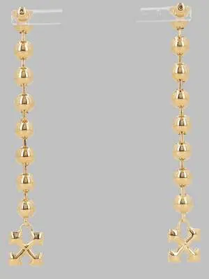 Off-White Brass Drop Earrings With Motif