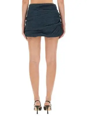 Magda Butrym Denim Miniskirt With Floral Appliqu