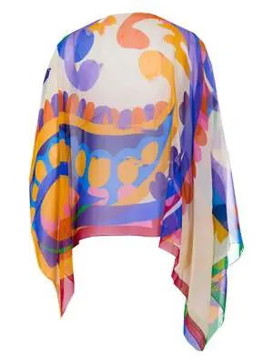 Etro Asymmetrical Paisley Print Poncho
