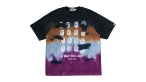 A BATHING APE Camo Tie Dye Destroyed Logo Relaxed Fit T-shirt