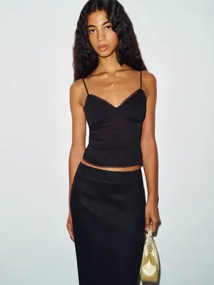 REFORMATION Karissa Top Lace - Black
