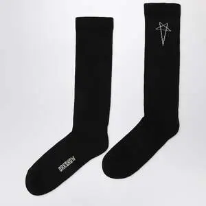 Rick Owens Cotton Blend Socks With Logo Embroidery - Black