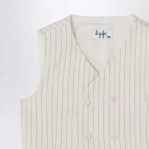 IL GUFO Double-breasted Vest In Pinstriped Cotton