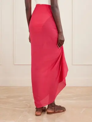 AWAY THAT DAY Gathered Gauze Coverup - Red
