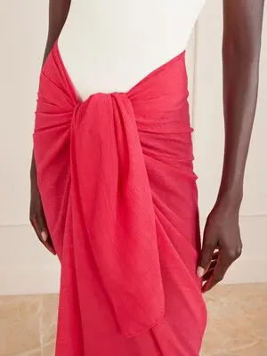 AWAY THAT DAY Gathered Gauze Coverup - Red