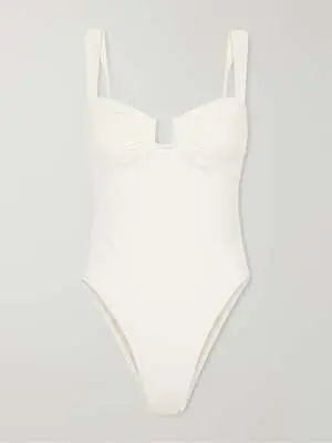 AWAY THAT DAY Cannes Gathered Recycled Stretch Swimsuit Ivory