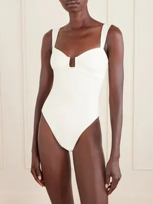 AWAY THAT DAY Cannes Gathered Recycled Stretch Swimsuit - Neutrals