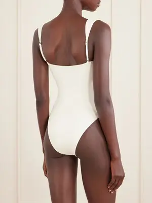 AWAY THAT DAY Cannes Gathered Recycled Stretch Swimsuit - Neutrals