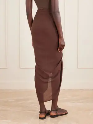 AWAY THAT DAY Gathered Gauze Coverup - Brown