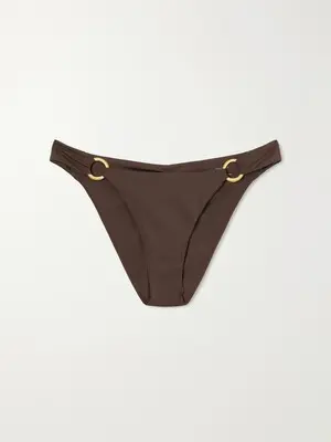 AWAY THAT DAY Sorrento Embellished Recycled Stretch Bikini Briefs - Brown