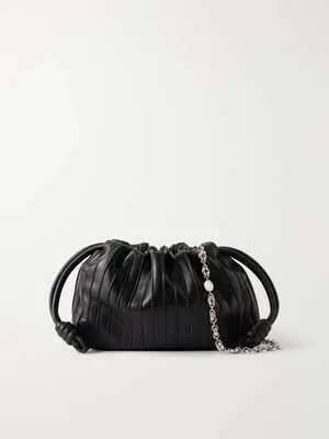 Loewe Flamenco Pleated Leather Shoulder Bag - Black