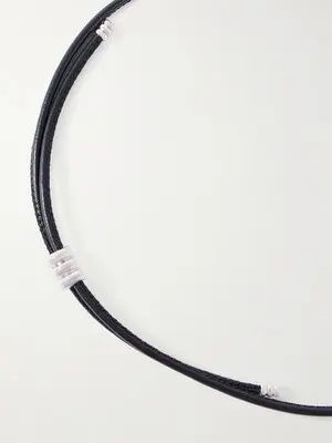 DEHANCHE Hollyhock Beaded And Silver-toned Leather Necklace