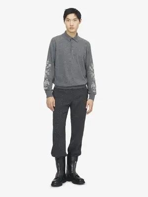 Alexander McQueen Floral Embroidery Polo Shirt