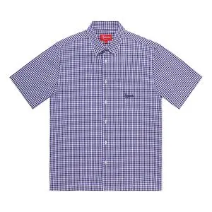 Supreme Gingham Short-sleeve Shirt 'navy - Blue
