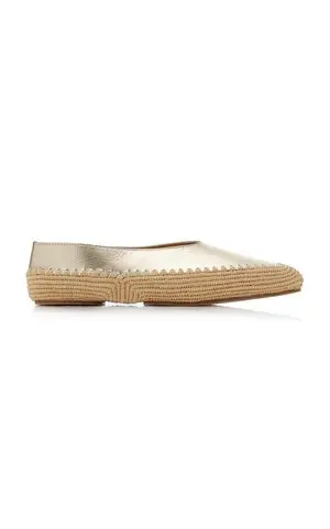 Gabriela Hearst Gabriela Hearst Metallic Leather And Raffia Flat Espadrilles Gold