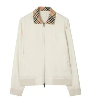 Burberry Cotton Gabardine Harrington Jacket - White