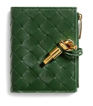 Bottega Veneta Nappa Leather Intrecciato Andiamo Bifold Wallet - Green