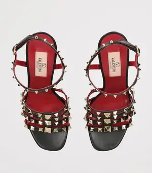 Valentino Garavani Leather Rockstud Heeled Sandals 100