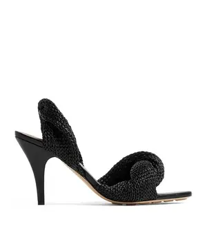 Bottega Veneta Lambskin Woven Grace Slingback Sandals - Black
