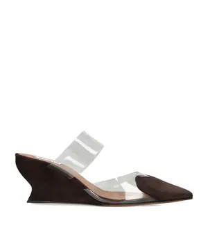 Alaïa Suede Le Coeur Wedge Mules 60 - Brown
