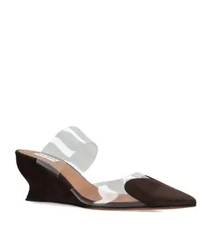 Alaïa Suede Le Coeur Wedge Mules 60