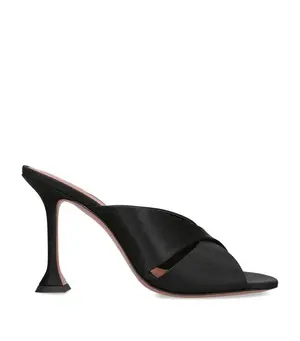 Amina Muaddi Embossed Satin Salma Heeled Mules 95