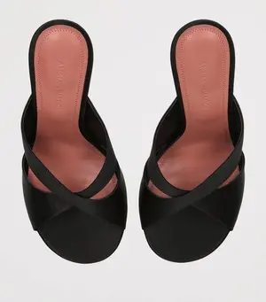 Amina Muaddi Embossed Satin Salma Heeled Mules 95
