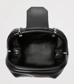Amina Muaddi Nappa Leather Camelia Clutch Bag - Black
