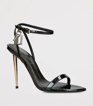 TOM FORD Patent Leather Padlock Stiletto Sandals 105 - Black