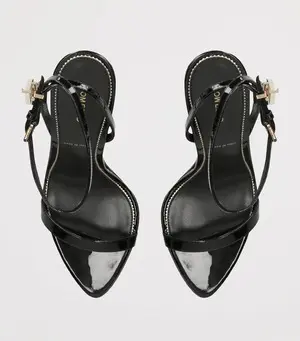 TOM FORD Patent Leather Padlock Stiletto Sandals 105 - Black