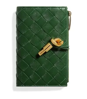 Bottega Veneta Nappa Leather Intrecciato Andiamo Bifold Wallet Green