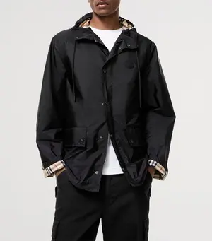 Burberry Pembrey Hooded Jacket With Leather Trims