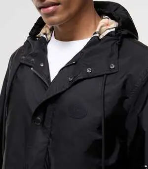 Burberry Pembrey Hooded Jacket With Leather Trims